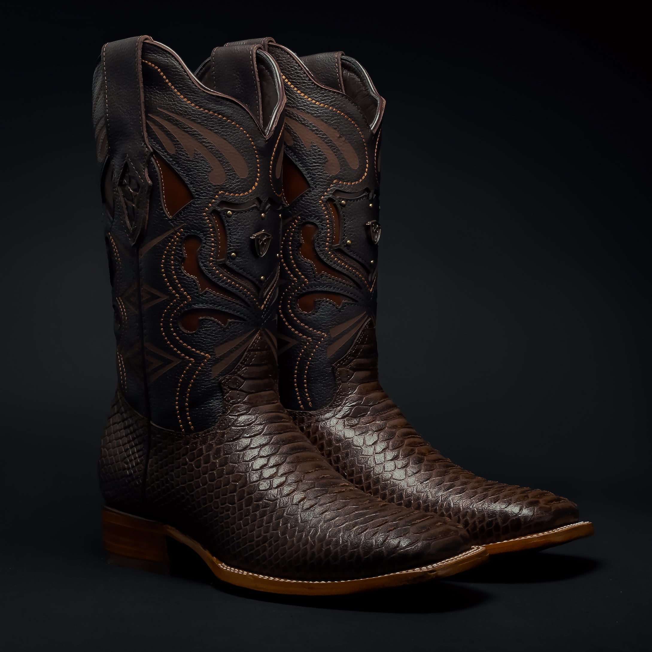 Rodeo Cartie Men's Western Boots: Python Print Leather Square Toe Cowb – Joe Boots