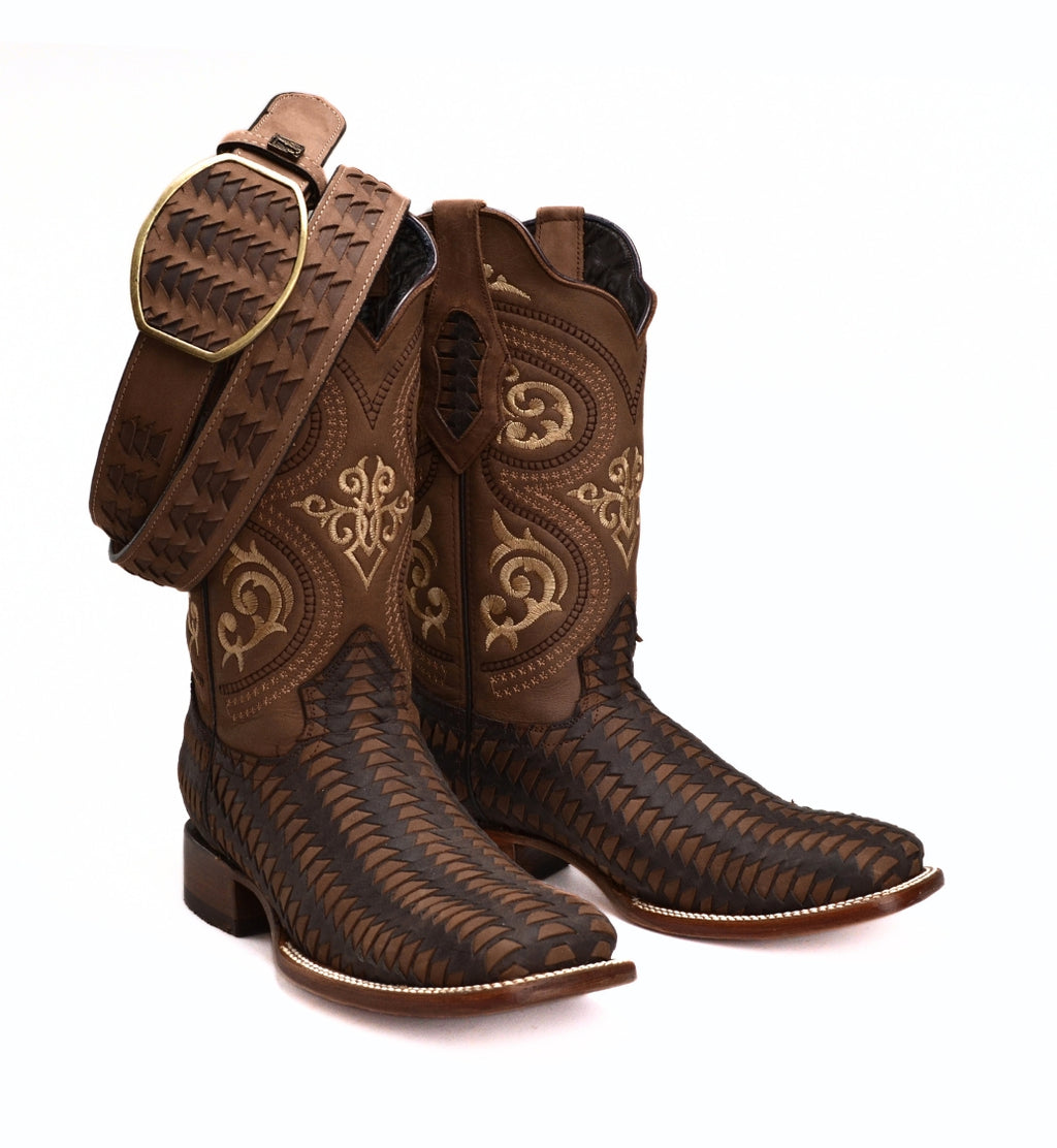 Men's Western Boots: Square Toe Cowboy & Rodeo Boots with Genuine Leat ...