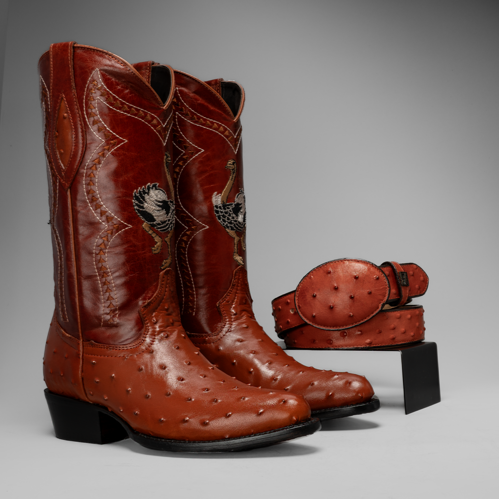 Men's Ostrich J Toe Cowboy Boots and Belt Combo – Joe Boots