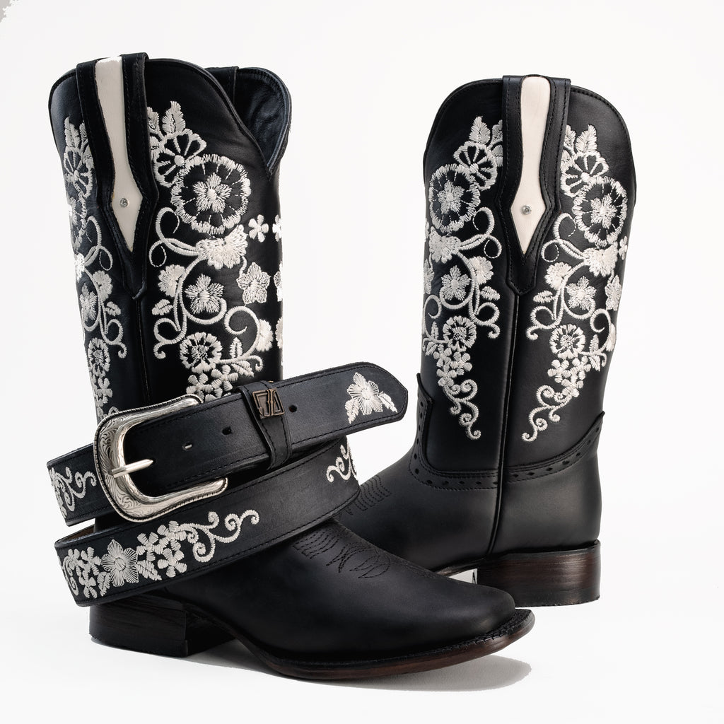 JB15-01 Brown Boots Flowers | Botas de Rodeo para Mujer | Joe Boots