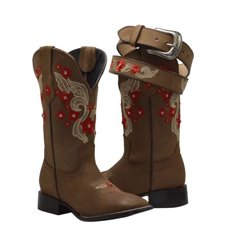 Combo JB15-02 Lady Boots Red Flowers | Botas Vaqueras | Joe Boots